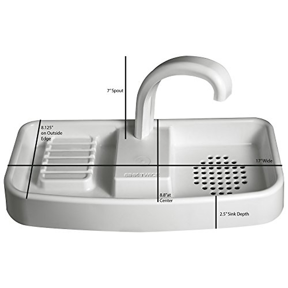 Sink Twice for Toilet Tanks Measuring 15.25" - 16.8" (Measured with lid Off)