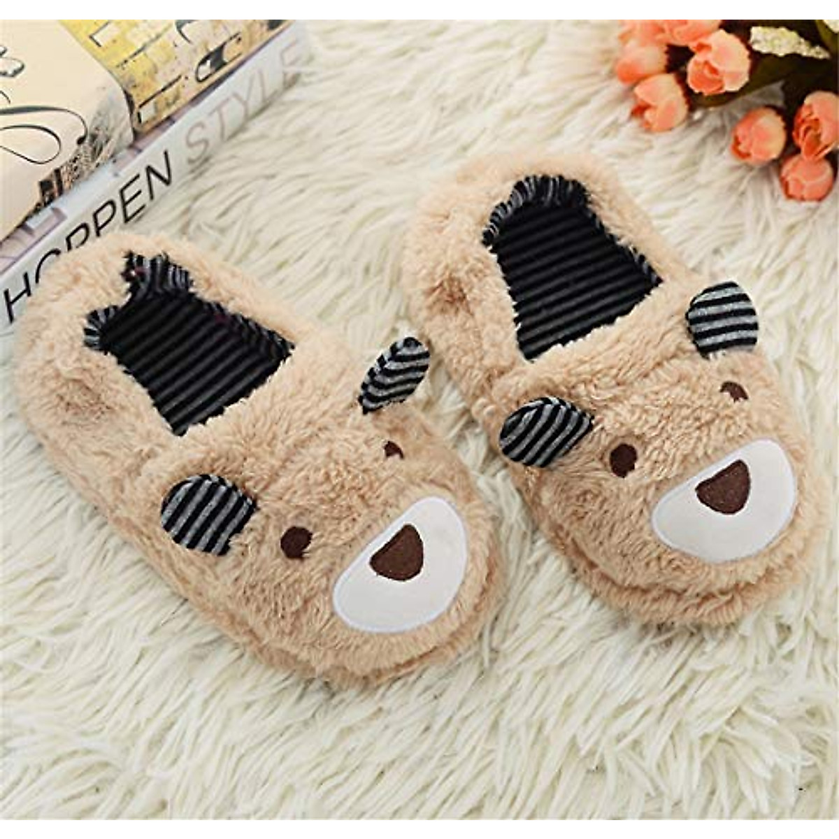 LZSYC Toddler Boys Bear Warm Slippers Indoor US 7-8