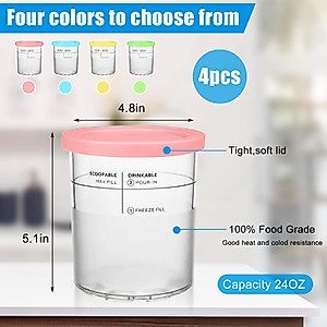 Pint Containers for Ninja Creami Deluxe Pints and Lids，Ice Creami Pints for Ninja Creamy NC500 NC501 Creami Deluxe Pints 4 Pack 24 oz Ice cream Containers Set