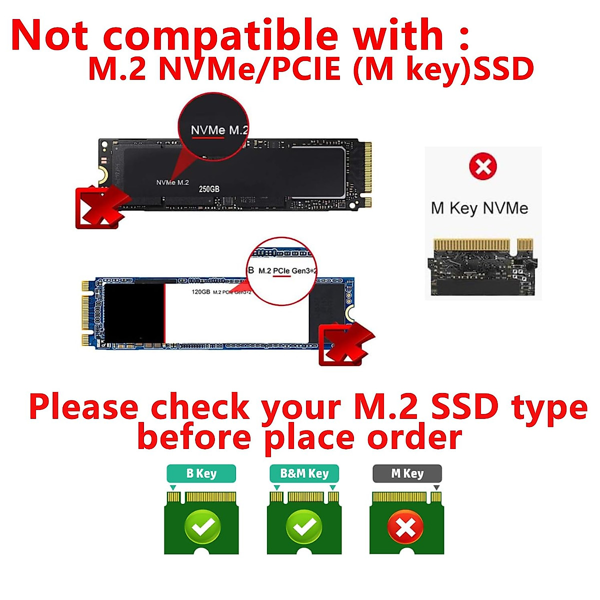 ELUTENG M.2 SATA to SATA Adapter (Not Support NVME/M.2 PCIE) MSATA and B Key/B&M Key M.2 NGFF SDD to 2.5" SATA III 2 in 1 Converter Supports MSATA/M.2 NGFF SSD Not for M Key