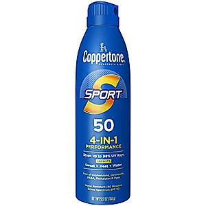 Coppertone SPORT Sunscreen Spray + Face Sunscreen SPF 50, Water Resistant Sunscreen Pack, Spray Sunscreen and Facial Sunscreen Lotion (5.5 Oz Spray + 2.5 Fl Oz Tube Bundle)