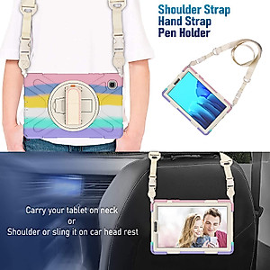 SIBEITU Case Compatible with Samsung Galaxy Tab A7 Lite 2021 with Screen Protector, 8.7 inch 3-Layer Durable Protective Case Cover W/Hand&Shoulder STRP for SM-T220/T225