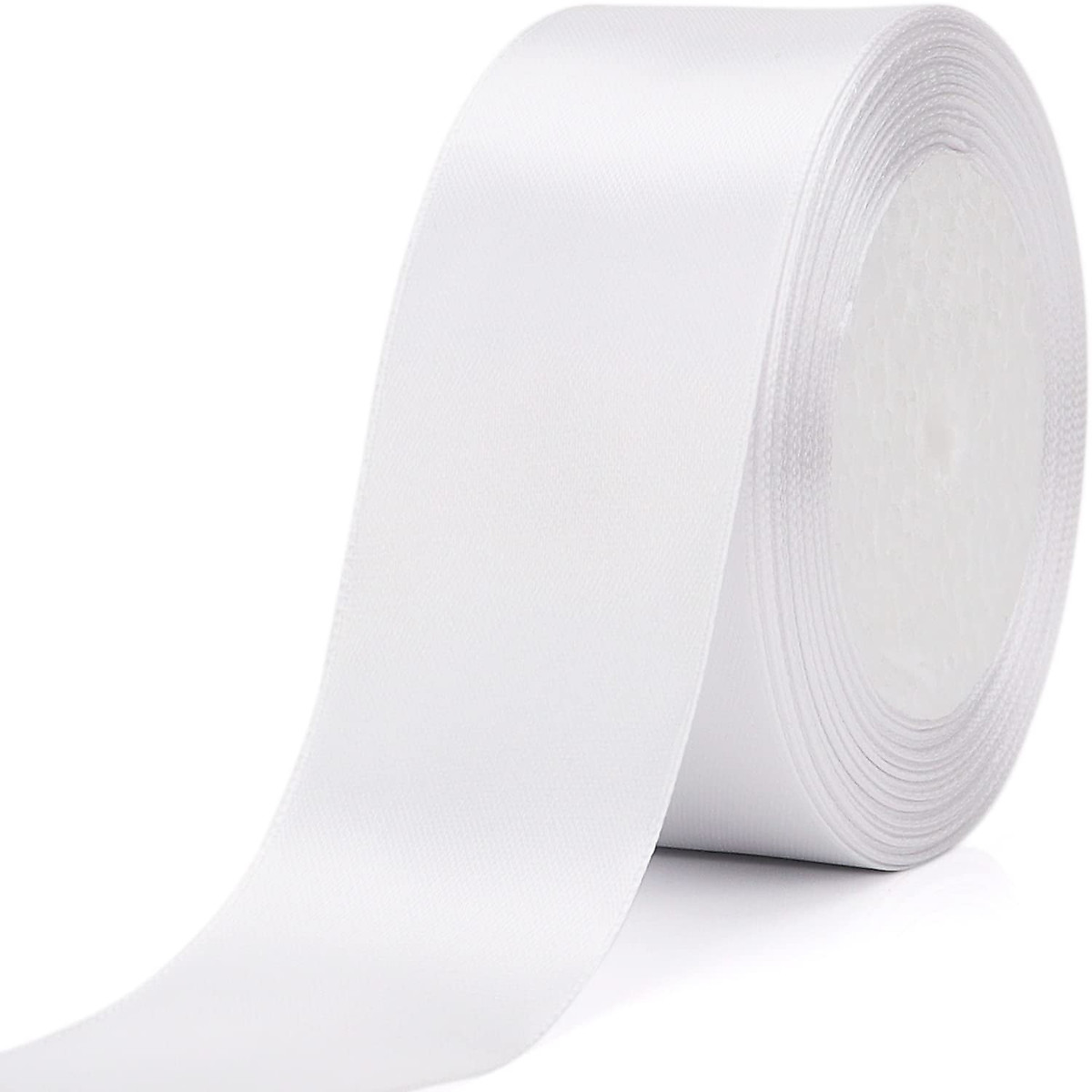 Nsilu 25 Yards 1-1/2 inches Wide Satin Ribbon Suitable for Wedding, Party and Gift Box Packaging Ribbon (White, 1-1/2")