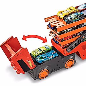 Hot Wheels MEGA Hauler with 6 Expandable Levels, Storage for Up to 50 1:64 Scale Toy Cars, Connects to Other Tracks