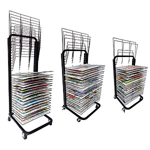 JIAHESHYP Mobile Metal Art Drying Rack with Wire Shelves, Artwork Storage Display Rack Printing Drying Shelf Power Coated with Wheels for Classrooms, Art Studios, Black (Size : 20 Shelves)