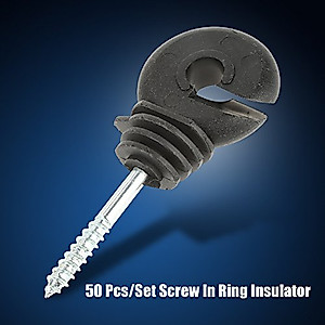 Ueohitsct 50 Pcs/Set Black Screw In Ring Insulators Electric Fence Accessories For Wood Post