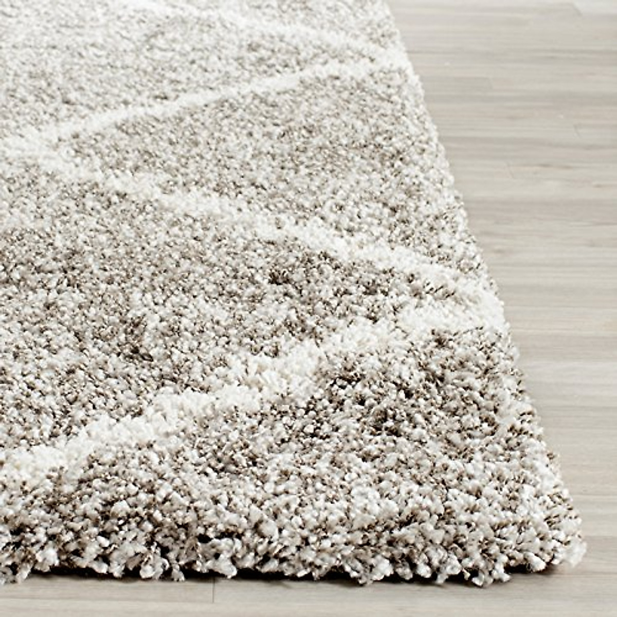 SAFAVIEH Hudson Shag Collection Area Rug - 8' x 10', Grey & Ivory, Modern Trellis Design, Non-Shedding & Easy Care, 2-inch Thick Ideal for High Traffic Areas in Living Room, Bedroom (SGH281B)