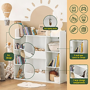 SoBuy KMB55-W, White Children Kids Bookcase Book Shelf Storage Display Rack