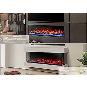 3-Sided Electric Fireplace Heater 80" Smart WiFi- Enabled Electric Fireplace Unit with 251 Color Flames Combinations, 3000/1500Watt Heater Wall Mount & Recessed Fireplace Inserts -Black