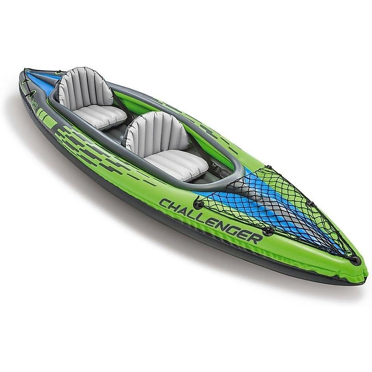 INTEX Challenger Inflatable Kayak Series: Includes Deluxe 86in Kayak Paddles and High-Output Pump – SuperStrong PVC – Adjustable Seat with Backrest – Removable Skeg – Cargo Storage Net