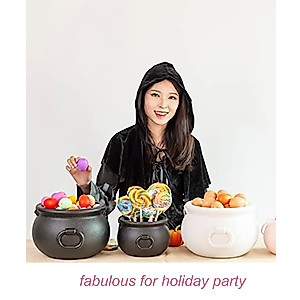Glocamping 11" and 7.4” Package Large Easter Day And Halloween Black Plastic Witch Cauldron Kettle, Candy Holder, Party Favor Decoration