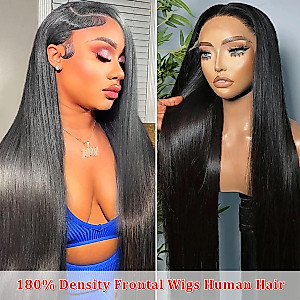 UYGLJK 30 Inch Straight Lace Front Wigs Human Hair Pre Plucked 200 Density 13x4 HD Lace Front Wigs Human Hair for Women Straight Glueless Lace Frontal Wigs Human Hair With Bleached Knots