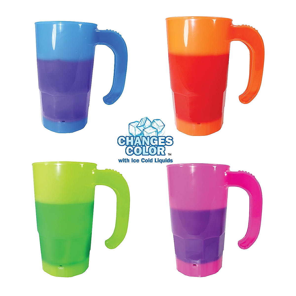 AAkron 20oz. Color Changing Stackable Beer Stein, Top Shelf dishwasher safe, BPA Free – set of 12 (Colors may vary)