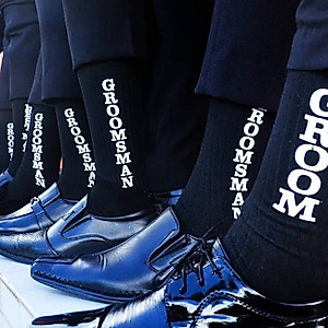 PAIXUN Groom Groomsmen Gifts For Men Him Wedding Proposal Novelty Funny Socks Bestman 100% Cotton Groomsmen Socks