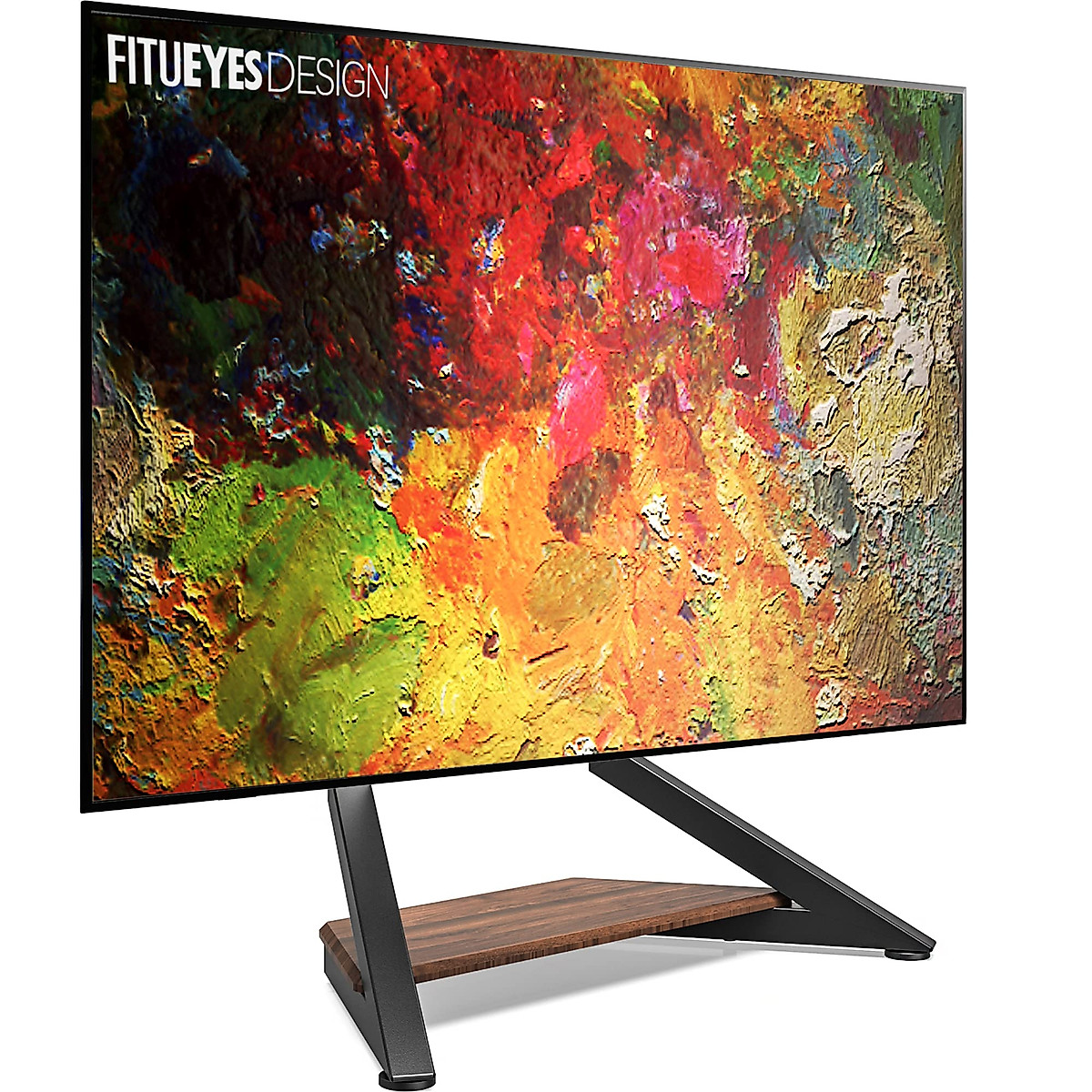 FITUEYES Design Universal Tabletop TV Stand for 55-86 inch TV LCD LED, Modern TV Stand Height Adjustable with Wooden Base, Eiffel Series TV Mount Stand