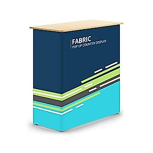 BannerBuzz Fabric Pop Up Counter Display, Portable Tradeshow Promotional Retail Display Booth, Pop Up Aluminum Frame with Wooden Top, 5.25' X 2.75' (Hardware Only)