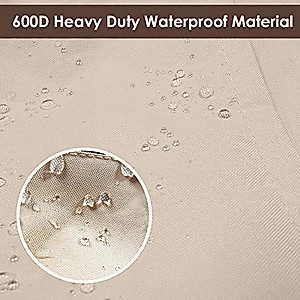 Vailge Round Patio Furniture Covers, 100% Waterproof Outdoor Table Chair Set Covers, Anti-Fading Cover for Outdoor Furniture Set, UV Resistant, 62" DIAx28 H,Beige & Brown