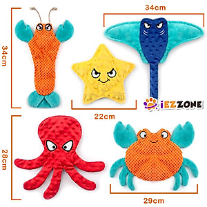 iEZZONE No Stuffing Dog Toys, Crinkle Dogs Toys Squeaky Dog Toys Cute Animal Plush Toys Teething Chew Toys for Puppy Small Medium Large Dog Toys Bulk 2.0