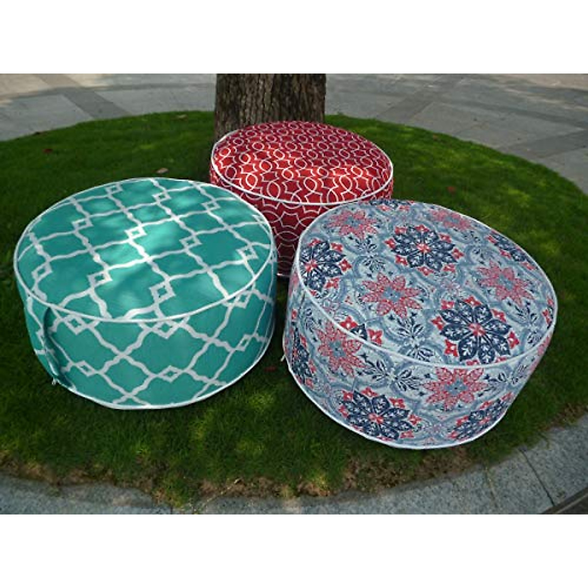 Inflatable Ottoman footrest Stool with Portable air Pump and Storage Bag or Pouch Used for Outdoor or Indoor Travel Portable Camping Backyard Patio Garden Home Yoga footrest Stool (Turquoise)