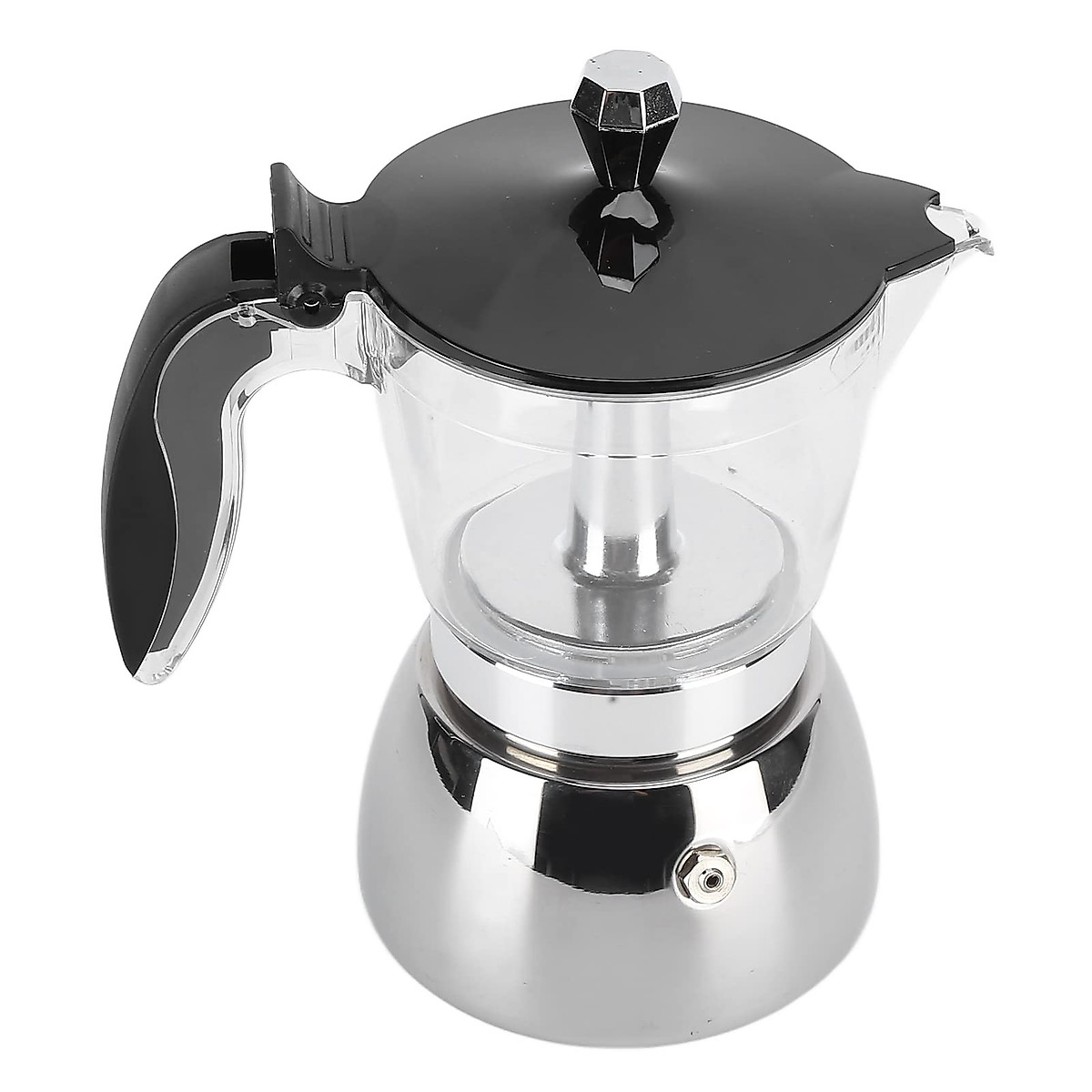 Fdit Classic Stovetop Maker, 6 Cups Stainless Steel Coffee Pot Italian Octagonal Household Brewing Cup Coffee Moka Pot