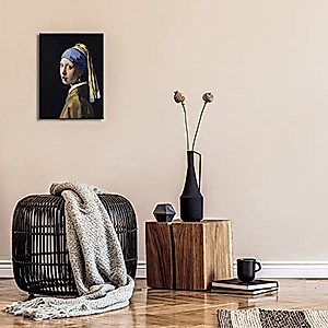Wieco Art The Girl with a Pearl Earring by Jan Vermeer Oil Paintings Reproduction Canvas Print HD Prints Artwork for Home & Office Decoration