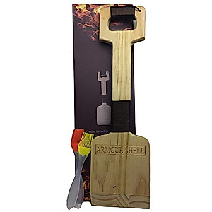 Cedar Wood Grill Scraper - BBQ Brush Scrubber Tools with Barbecue Grilling Brushes Accessories for Men. The Ultimate Gift for Your Husband, Father, Boss, That They Will Surely Love from Armour Shell.