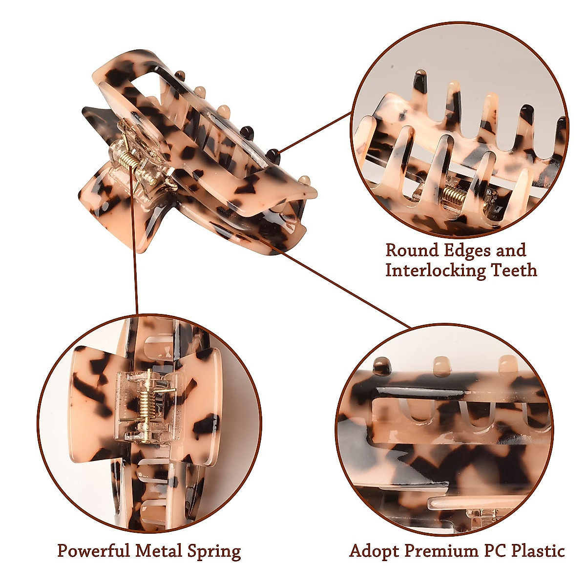 Hair Acetate Claw Clips, 4 Pcs Medium Acrylic Celluloid Design Claw Clips, 3.4" Hair Clips Marble for Thick Hair Bride Women Girls