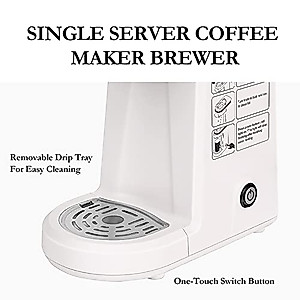 CHULUX Single Serve / Cup [Coffee] Maker Brewer for K-Cup & Ground & Tea Leaf, Travel Mini Coffee Capsules & Pods, 6 to 12Oz Brew, [Coffee] Machine with A Reusable Filter, White