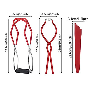 3 Piece Pieces Canning Kit Canning Jar Lifter Tongs Stainless Steel Jar Lifter with Rubber Grip Remover with Rubber Clamps Sliding Clip Lifter for Kitchen Dining Room