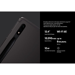 SAMSUNG Galaxy Tab S8+ Plus w/Low Latency S-Pen 256GB 12.4’’ 120Hz AMOLED, Snapdragon 8 (4nm), Android 12 Wi-Fi Tablet SM-X800 US Model (w/Fast 25W Charging Cube, Graphite)