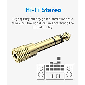 GIMILINK Headphone Stereo Audio Jack Adapter 6.35 mm 1/4 inch Male to 3.5 mm 1/8 inch Female, 1/8 inch to 1/4 inch Plug Aux Adapter (3-Pack)
