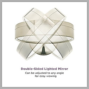 Conair Reflections Double-Sided LED Lighted Tabletop Mount Vanity Makeup Mirror, 1x/10x magnification, Satin Nickel
