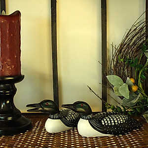 CVHOMEDECO. Primitives Hand Engraving and Painted Wood Loons Rustic Figurine Decorative Accent, Set of 2