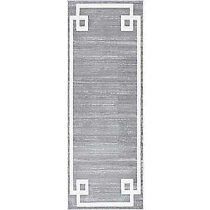 Unique Loom Uptown Collection by Jill Zarin Collection Greek Key Textured Modern Gray Runner Rug (2' 2 x 6' 0)