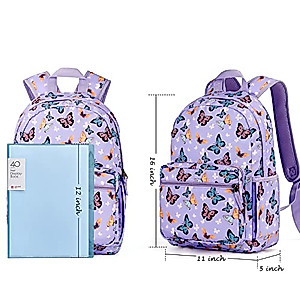 Choco Mocha 16 Inch Kids Backpack for Girls Travel School Backpack, Butterfly Purple