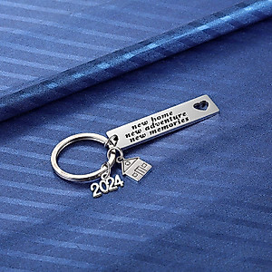 2024 New Home New Adventures New Memories Keychain Housewarming Gift for New Homeowners New House Keyring Moving In Together First Home Key Chain