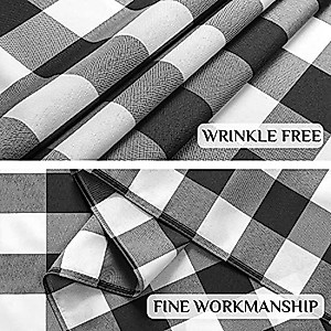 Softalker Gingham Checkered Rectangle Tablecloth - Waterproof Buffalo Plaid Table Cloth Stain Resistant Washable Polyester Table Cover for Holiday/Dining/Party - Black and White, 60 x 84 Inch