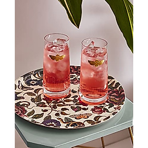 Spode Creatures of Curiosity Collection Round Birch Serving Tray, White Floral Motif, Round, 12-Inch, Platter for Entertaining, Food and Dishwasher Safe