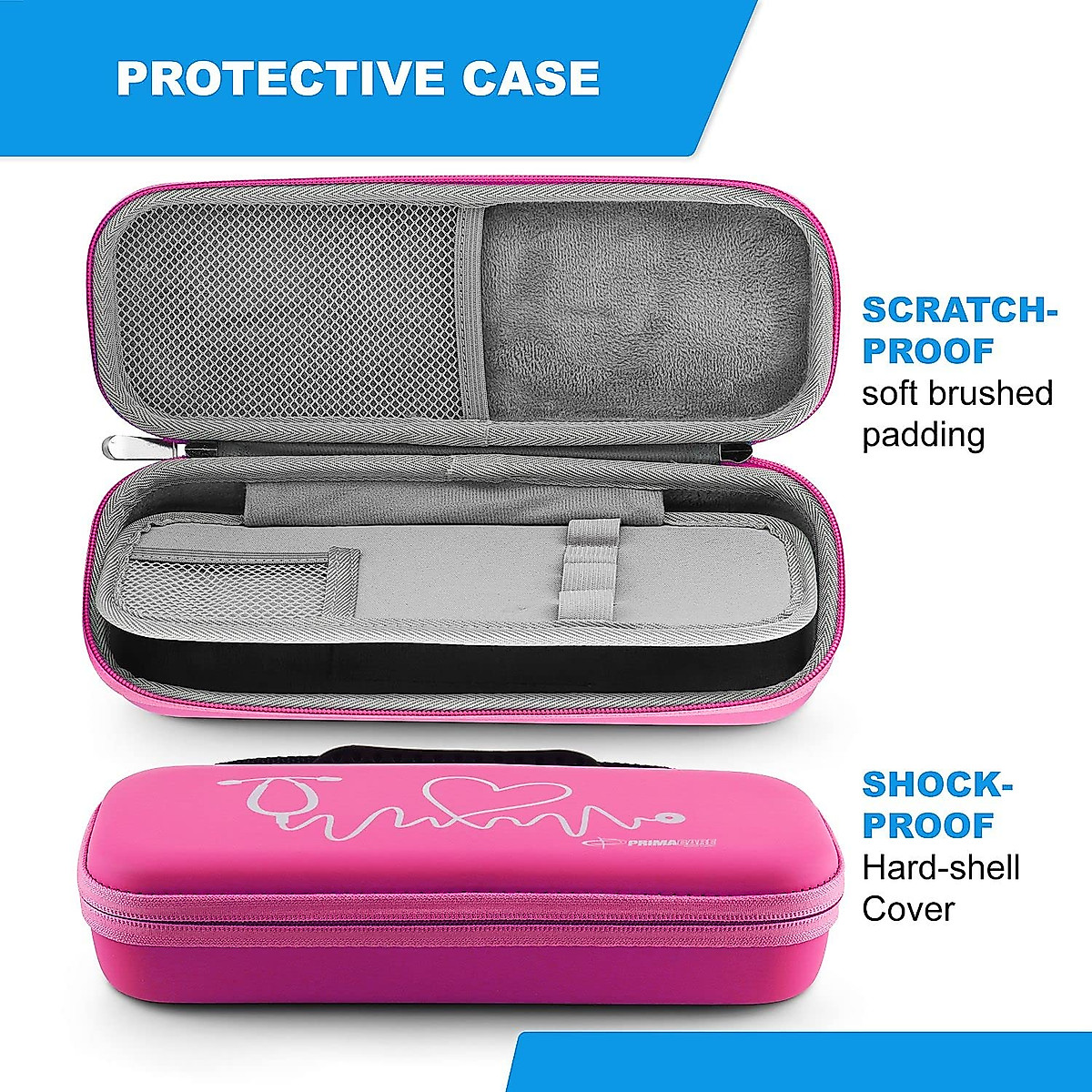 Primacare KB-9297-PK Pink Stethoscope Case, Supplies NOT Included, for Stethoscopes and Medical Supplies, Multiple Compartments, Portable and Lightweight First Aid Kit Bag, Accessories for Nurses
