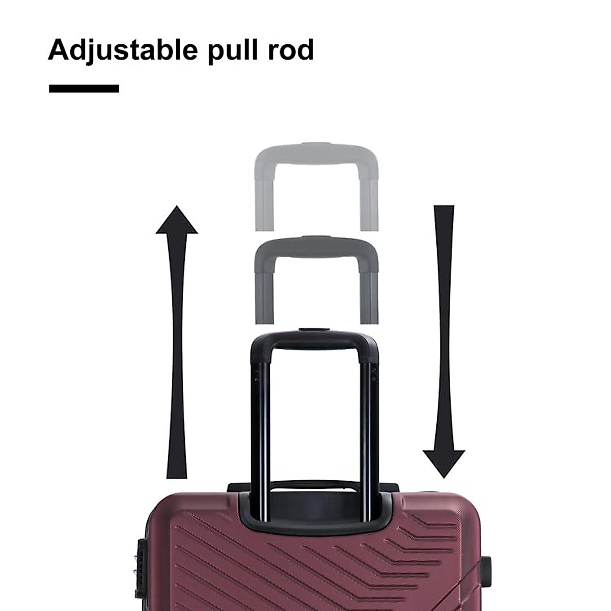 Tripcomp Luggage Sets Wear-Resistance Hardside Lightweight Suitcase Double Spinner Wheels, TSA Lock,Two Hooks, Scratch-resistant Carry-on,3 Piece Set(20inch 24inch 28inch) (Claret-red)