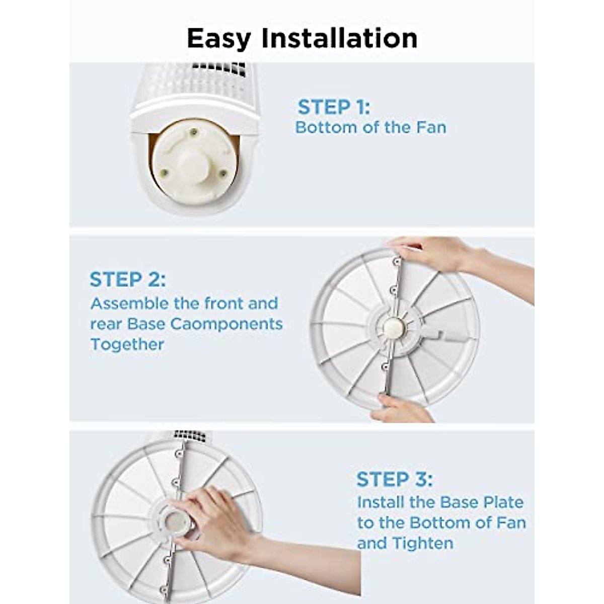 PELONIS 30 Inch Oscillating Tower Fan with 3 Speed Settings and Auto-off Timer, Standing Fan PFT28A2BWW, White