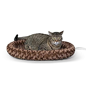 K&H Pet Products Thermo-Kitty Fashion Splash Heated Pet Bed Large Mocha 16"x 22" 7W