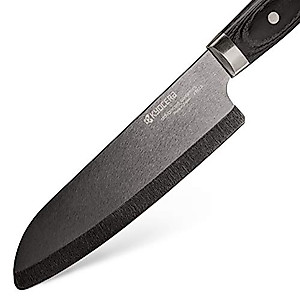 Kyocera Limited Series Ceramic 6" Chefs Santoku Knife with Handcrafted Pakka Wood Handle, Black