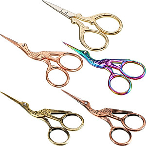5 Pieces Stainless Steel Tip Classic Stork Scissors Crane Design 3.6 Inch Sewing Dressmaker Scissors for Embroidery, Craft, Needle Work, Art Work or Everyday Use (Style B)
