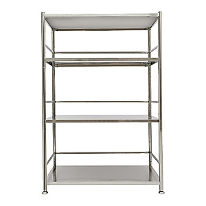 4 Tier Metal Storage Shelves Stainless Steel Storage Racks and Shelving Heavy Duty Metal Shelf Storage Organizer Rack for Kitchen, Garage, Home, Office, Garden