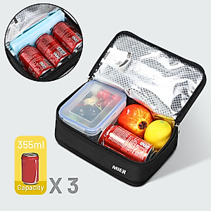 MIER Portable Thermal Insulated Cooler Bag Mini Lunch Bag for Kids, Black