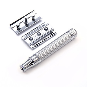 Edwin Jagger DE89LBLAMZ Classic Double Edge Manual Eco-Friendly and Reusable Safety Razor for Men and Women for Shaving Cream or Soap (Lined)