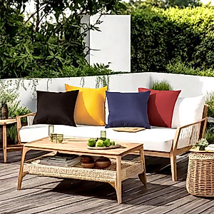 SUSIE'S GARDEN Outdoor Waterproof Throw Pillow Covers 18x18 Set of 2 Decorative Black Patio Furniture Cushion Covers Outside Decor for Couch Garden Bench Tent Balcony Sofa