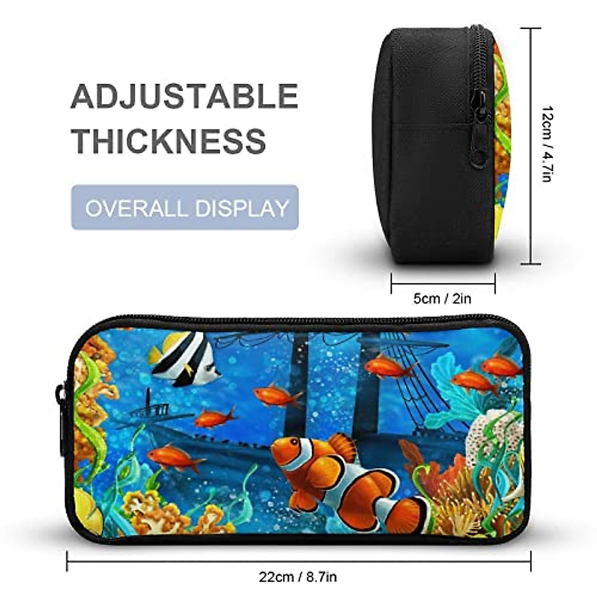 Tropical Fish Pencil Case Stationery Pen Pouch Portable Makeup Storage Bag Organizer Gift