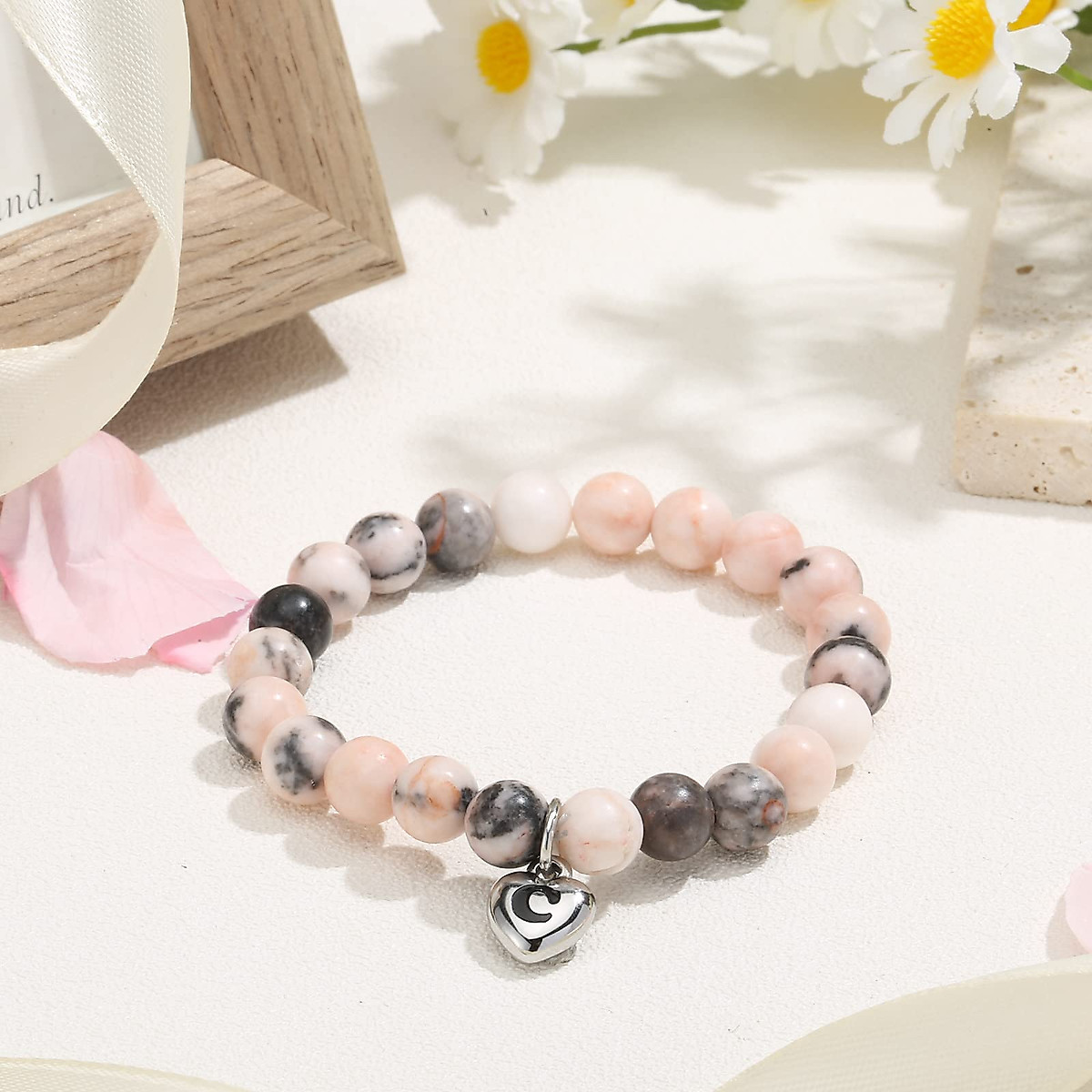 Jewelry&Card Christmas Inspirational Teen Girl Gifts Trendy Stuff "C" Letter Bracelets Cute Birthday Gifts Ideas for 13 14 15 16 Year Old Teens Her